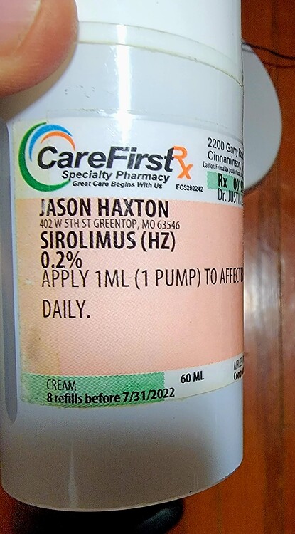 Rapamycin Skin Cream - US Pharmacy that is Selling it (prescription ...